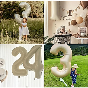 Number 2 Balloon 40 Inch Cream White Giant Two Balloon Number Birthday Decorations, 2nd 12 21st Party Celebration Decorations Graduations Anniversary Baby Shower