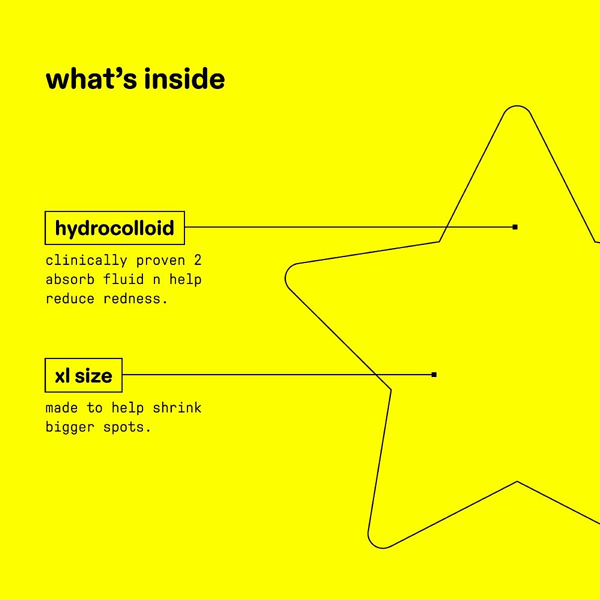 Starface XL Big Star, Large Hydrocolloid Pimple Patches, Absorb Fluid and Reduce Redness, Cute Star Shape, Vegan and Cruelty-Free Skincare (32 Count)