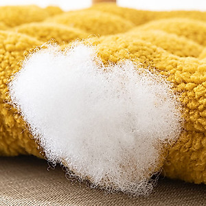 XSlive Soft Fleece Chair Pad with Ties,Fluffy Thick Sherpa Wool Square Seat Cushion for Winter Comfy Plush Cushion Pads for Home Office Chair (Yellow,16"x16")