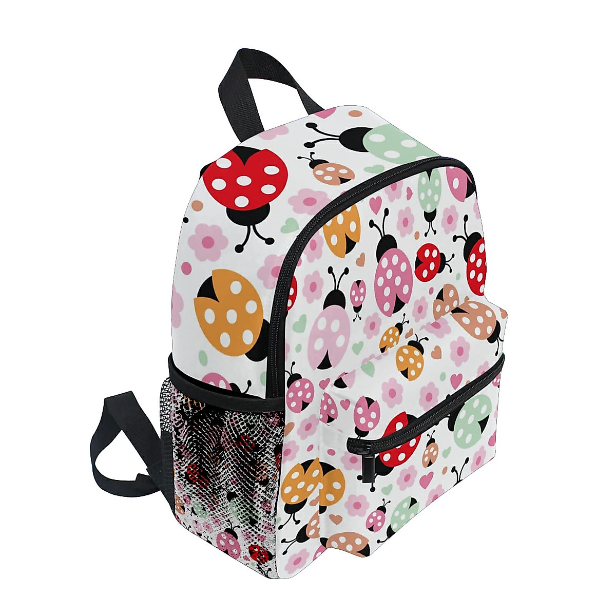 Selerdon Kid's Toddler Backpack Ladybugs Polka Dots Flowers Schoolbag for Cute Boys Girls, Daycare School Children Kindergarten Bag Preschool Nursery Travel Purse Bag