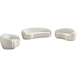 Meridian Furniture 693Cream-S Hyde Collection Modern | Contemporary Boucle Fabric Upholstered Sofa, Cream, 89.5" W x 38" D x 27.5" H