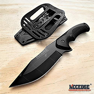 KCCEDGE Tactical Knife Hunting Knife Survival Knife 9" Full Tang Fixed Blade Knives Camping Accessories Camping Gear Survival Kit Survival Gear and Equipment Tactical Gear 80213 (Black)