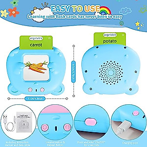 Hsxfl Toddler Toys Gifts for 2 3 4 5 Years Old Boys and Girls, 224 Sight Words Talking Flash Cards, Autism Sensory Toys for Autistic Children, Learning Montessori Toys, Speech Therapy Toys (Blue)