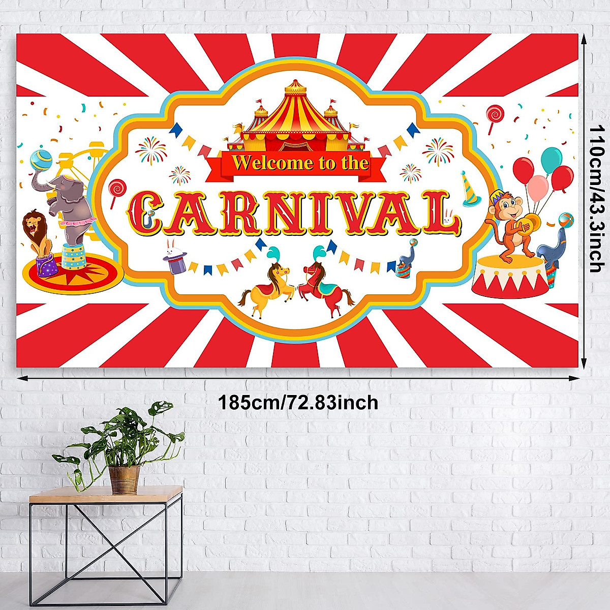 Circus Carnival Party Decoration Including Circus Confetti Balloons Kit Carnival Photography Backdrop Banner Carnival Party Tablecloths for Kids Boys Girls Birthday Party Decorations Supplies
