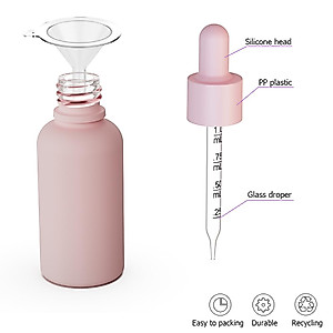 Jagolain 1oz 24pack Pink Glass Dropper Bottle Glass Bottles Empty with Funnels, 30ml Eye Dropper Bottles for Essential Oils, Cuticle Oils, Body Oils, Tincture Bottles (24pack pink)