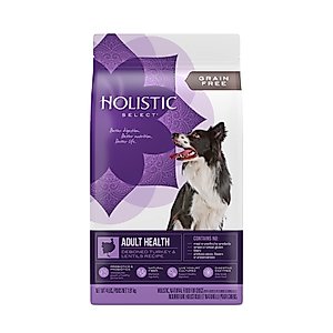 Holistic Select Natural Grain Free Dry Dog Food, Deboned Turkey & Lentils Recipe, 4-Pound Bag