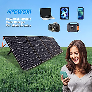 100W Portable Solar Panel Kit with Stand Foldable Solar Panel Charger for Power Station, 8mm Power Station, Portable Generator, Phones, Laptop, with QC 3.0 USB DC Ports