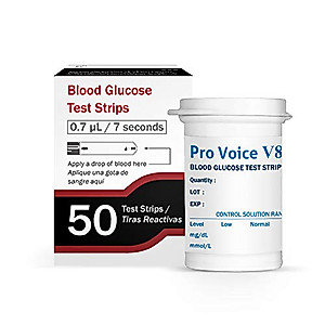 FORA Pro Voice V8 V9 Blood Glucose Test Strips for Precise Blood Sugar Measurement for Diabetes and Your Diabetic Diet - 50 Count