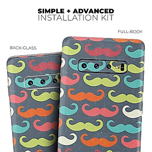 DesignSkinz Colorful Scratched Mustache Pattern Protective Vinyl Decal Wrap Skin Cover Compatible with The Samsung Galaxy S20 (Screen Trim & Back Glass Skin)