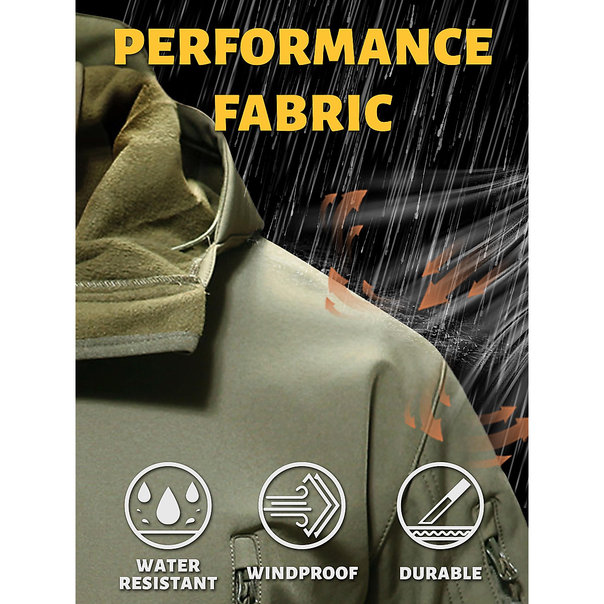 TACVASEN Men Windproof Softshell Tactical Hoodie Fleece Hunting Jacket Coat Army Green,US XL