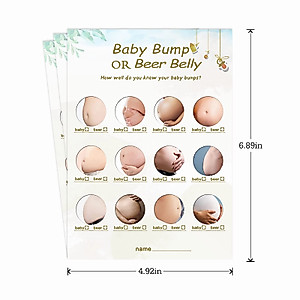 OLOUTAB 30 Baby Shower Games for Boy or Girl-Beer Belly or Pregnant Bump Game Cards- Gender Reveal Games Party Supply Kit-Gender Neutral Design,New Fun Games