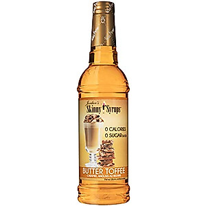 Jordan's Skinny Syrups Sugar Free Butter Toffee Coffee Syrup 750 mL Bottle with By The Cup Syrup Pump