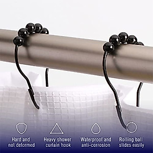 2lbDepot Shower Curtain Rings Hooks - Polished Nickel Finish - Premium 18/8 Stainless Steel - Locking Rings with Easy-Glide Rollers - Five Finishes Available - Set of 12 for Shower Rods