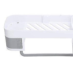 LANTRO JS Corner Shower Caddy Shower Organizer Shower Shelf Wall Mounted Bathroom Storage with Towel Hook(white grey)