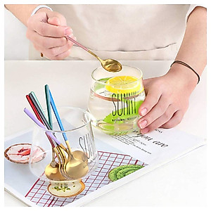 Color ME! 8 Piece Stainless Steel Espresso Coffee Spoons Mini Teaspoons Set Lightweight Small Round Spoons Set for Coffee, Tea, Ice Cream, Dessert, Cake, Dishwasher Safe, Eco Friendly, Multicolor