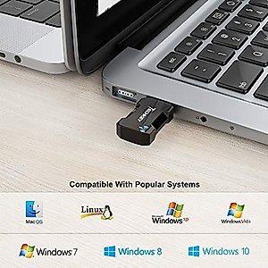 USB WiFi Adapter 1200Mbps for PC, Techkey Mini Wireless Network Adapter USB 3.0 WiFi 802.11 ac with Dual Band 2.4GHz/300Mbps, 5GHz/866Mbps for Desktop Laptop Windows XP/7/8/8.1/10/ Mac OS