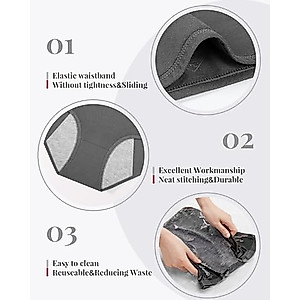 TANSTC Period Underwear for Women Heavy Flow Panties Menstrual Hipster Panty for Female Teens Girls Cotton 3PCS,L Dark Grey