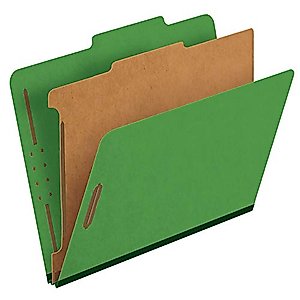 Pendaflex® Classification Folders, 1 Divider, 2" Fasteners, Letter, Dark Green, 10/Box (23733P)