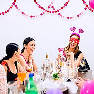 Tatuo 3 Pieces Valentine's Day Wool Felt Ball Garland 6.56 Ft Valentines Pom Pom Garland Banner Felt Heart Hanging Garland for Valentine's Day Wall Indoor Outdoor Home Party Supplies