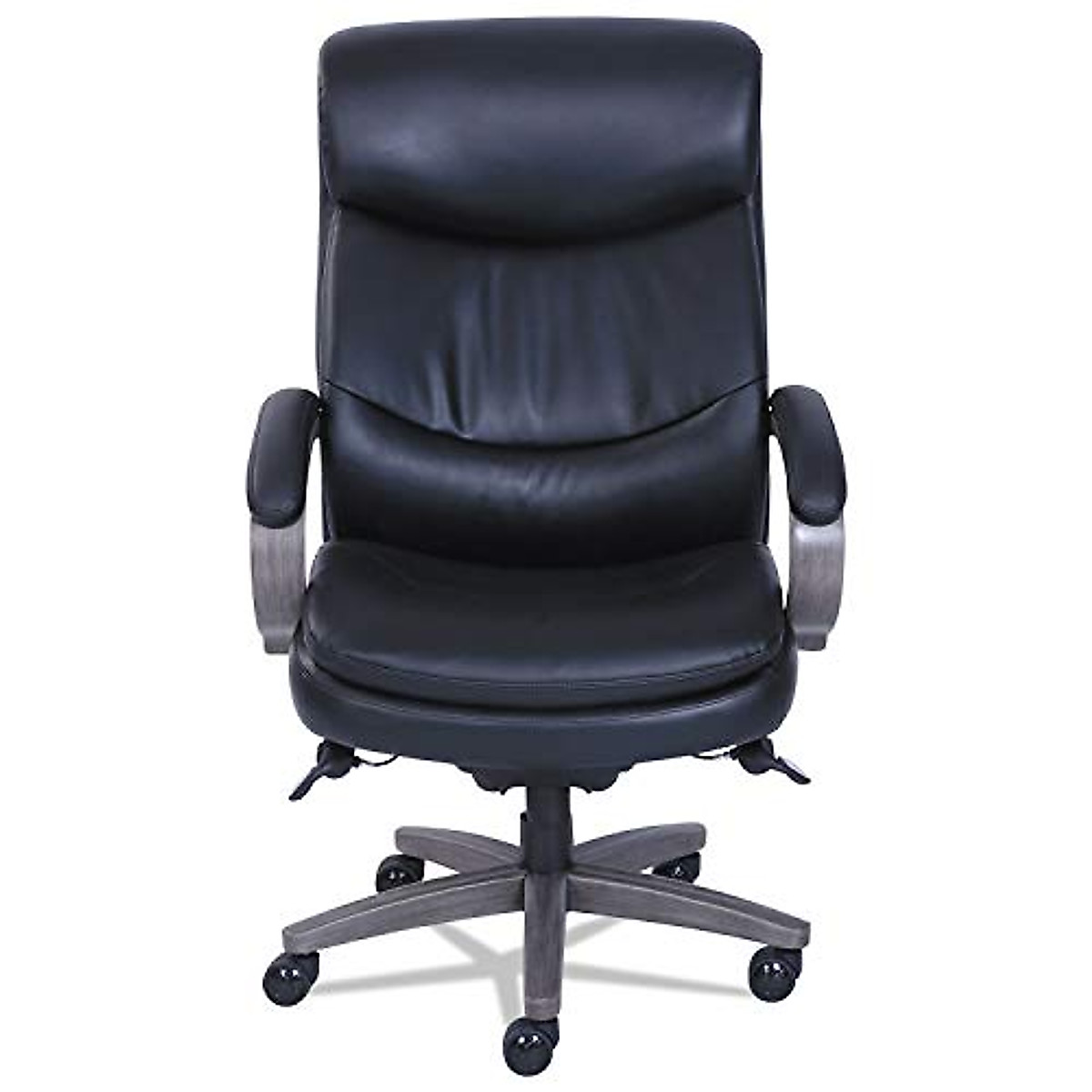 La-Z-Boy Woodbury Big/Tall Executive Chair, Supports Up to 400 Lb, 20.25" to 23.25" Seat Height, Black Seat/Back, Weathered Gray Base