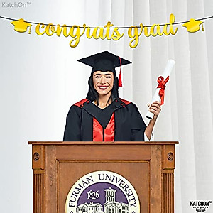Big, Congrats Grad Banner - 72x44 Inch | Shiny Congrats Grad Banner 2022 - No DIY, 10 Feet | Graduation Banner for Class of 2022 Decorations | Large Graduation Banner for Gold Graduation Decorations
