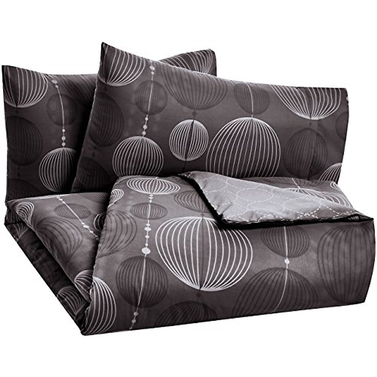 AmazonBasics Microfiber Duvet Cover Set – 260x220cm/50x80cmx2, Industrial Grey