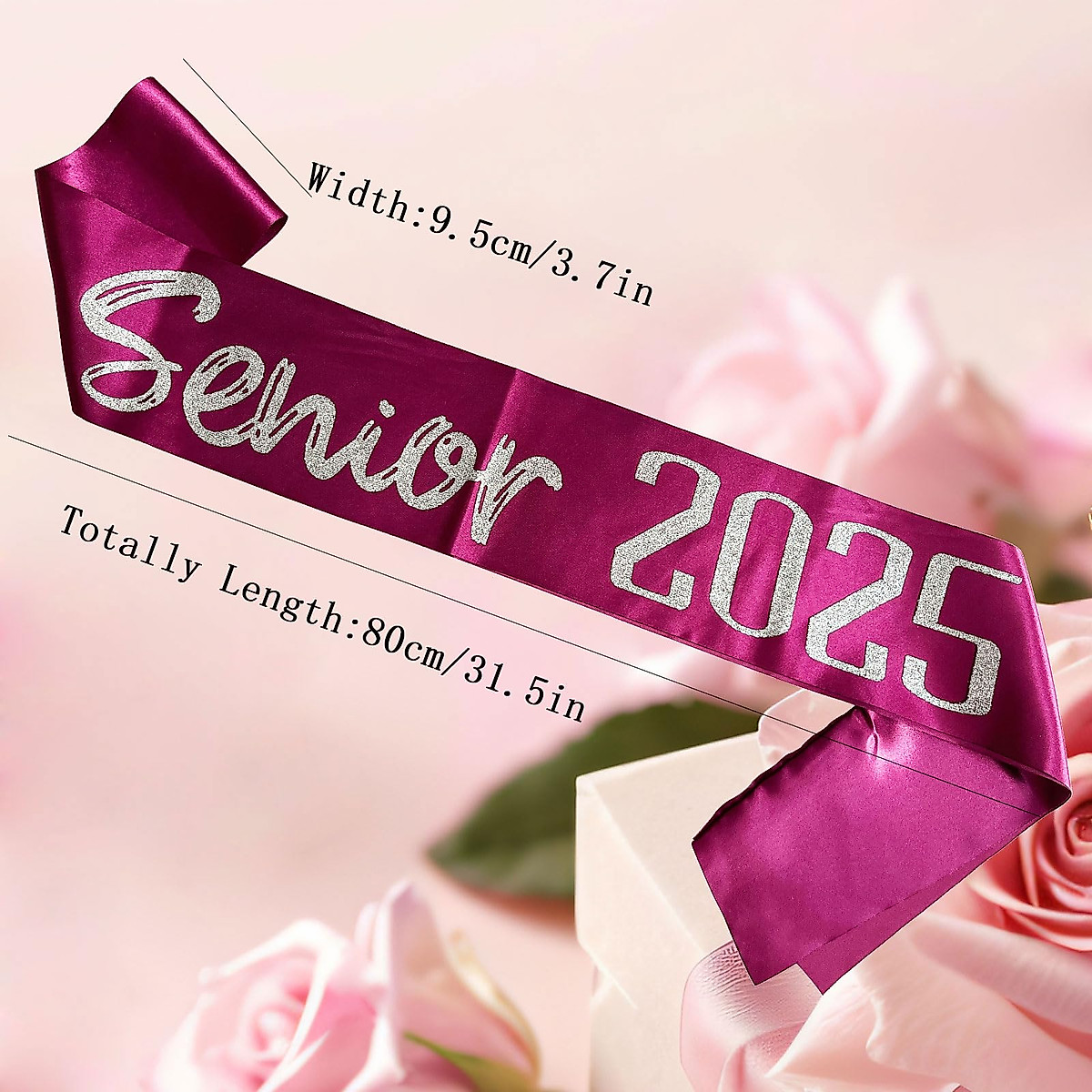 4Pcs Maroon Senior Sash 2025 Satin with Silver Glitter Letters - Senior Cheerleader 2025 Sash - 2025 Graduation Celebrations Sashes - Senior Cheer Sash - Class Competition Sashes - Maroon Silver