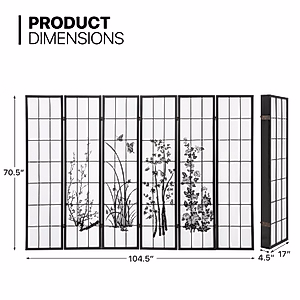 MoNiBloom 6-Panel Divider for Room Separation 5.7ft Oriental Gentlemen-Among-Flowers Pattern Room Partitions and Dividers, Freestanding Home Office Privacy Screens Dressing Screen Folding Panels