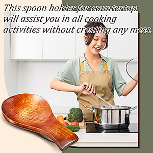 Gerrii 2 Pieces Spoon Rest for Stove Top Spoon Holder for Kitchen Counter Rustic Wooden Fish Shape Holder for Cooking Spatula Utensil Farmhouse Counter Coffee Bar Dining Table Accessories