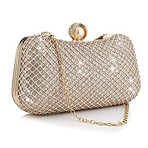 EROUGE Women Evening Clutch Purses Rhinestone Bridal Crystal Evening Handbag for Formal (Rose gold)