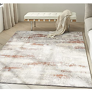 Calvin Klein Rush Ivory/Muti 8' x 10' Area-Rug, Modern, Abstract, Easy-Cleaning, Non Shedding, Bed Room, Living Room, Dining Room, Kitchen (8' x 10')