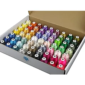 Simthread 63 Brother Colors Polyester Embroidery Machine Thread Kit 40 Weight for Brother Babylock Janome Singer Pfaff Husqvarna Bernina Embroidery and Sewing Machines 550Y