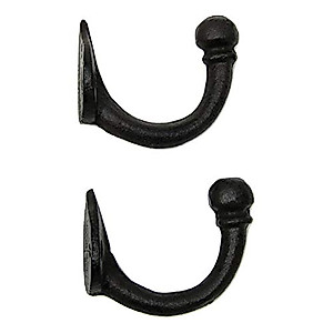 BSA Cast Iron Coat Hat Hooks 2.5 Inch Set of 2 Robe Stocking Hangers Antique Vintage Style