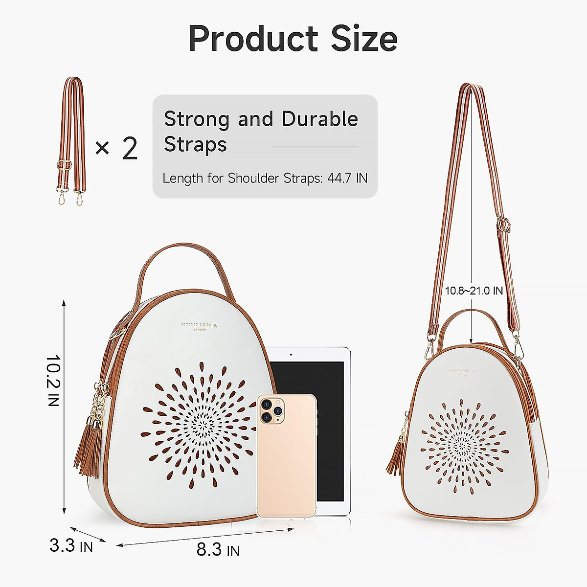 APHISON Small Backpack Purse for Women Cute Mini Backpacks PU Leather Crossbody Shoulder Bags White Brown