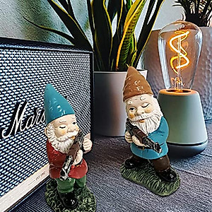 PERFECTOP 3Pcs Military Soldier Garden Gnomes with Guns AK47, Funny Army War Combat Defender Gnome Statue Figurines, Indoor Outdoor Patio Yard Lawn Desktop Decor, Thanksgiving Christmas Ornament Gift