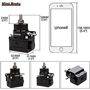 OSIAS Universal Adjustable Aluminum FPR Fuel Pressure Regulator Kit +160 Psi Pressure Gage AN6-6AN Fuel Line,Hose Fitting Connectors Kit