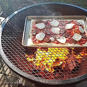 Ash & Ember 29" Hemisphere Fire Pit, Wood Burning Backyard Fireplace, Round Flat Flanged Base, Cast Iron High-Temp Black Paint Fire Bowl, Portable Outdoor Firepit