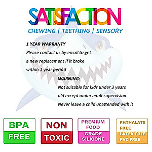 Shark Tooth Chew Necklace for Kids, Boys or Girls - Chewing Necklace Teething Necklace Teether Necklace Chew Toys Teething Toys - Designed for Chewing, Autism Sensory Teether Toy (3 Pack)