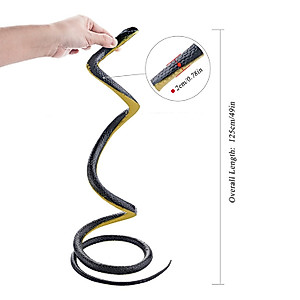 Homdipoo Realistic Fake Rubber Snake Toys Black That Look Real Prank Stuff Cobra 49 Inch Long