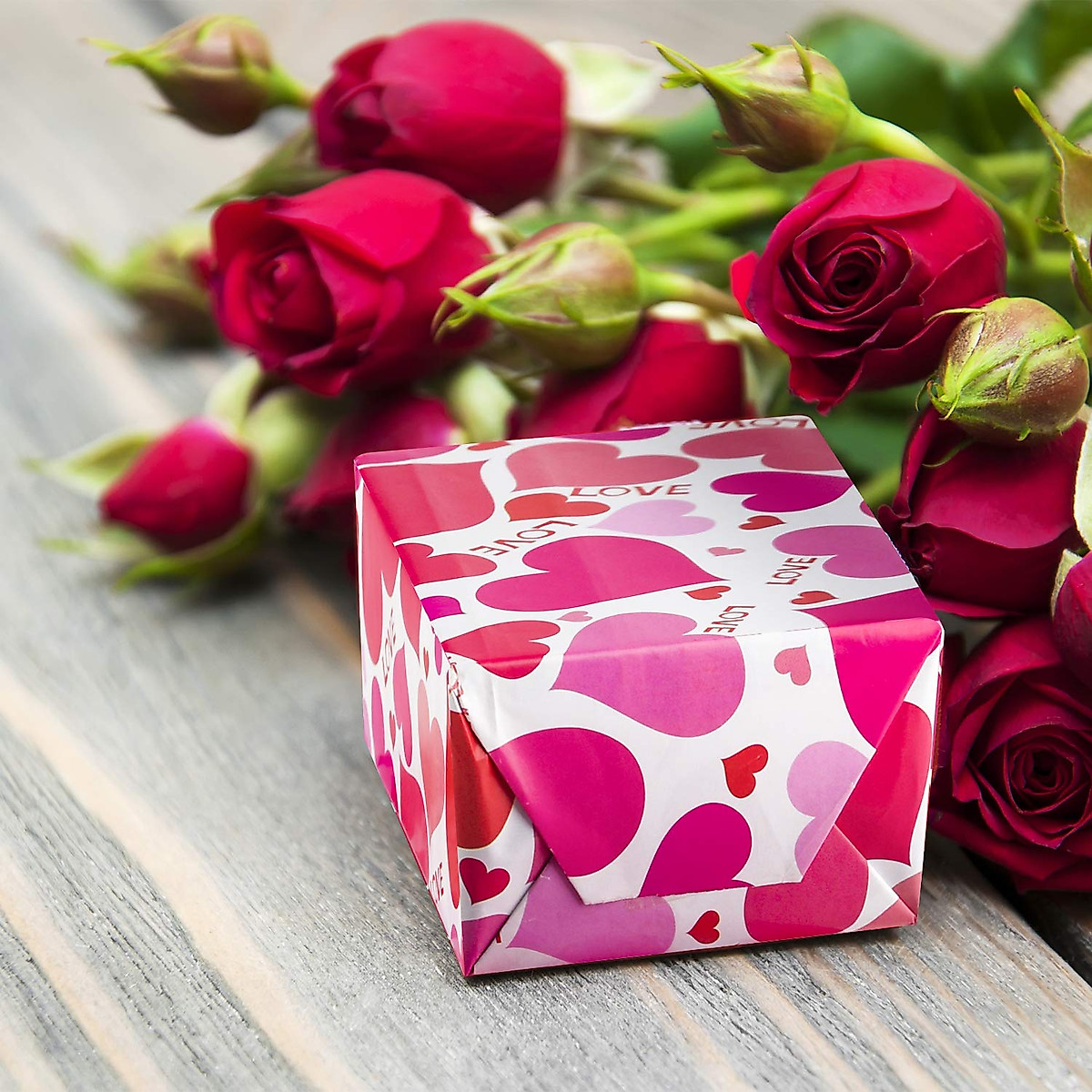 TUPARKA 6 Sheets Valentine's Day Wrapping Paper Printed Patterned Tissue Love Heart Wrapping Paper for Gift Wrap （Sweet Letters）