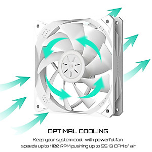 upHere 120mm White Computer Case Fan,Motherboard Sync Fan,High Airflow,Speed Adjustable, ARGB Fan with Fan Hub and Remote,Low Noise Hydraulic Bearing Long Life Up to 40,000 Hours-6 Pack,NT1206-6