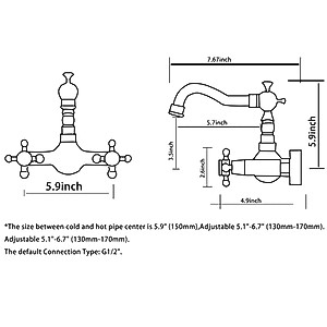 GGStudy Wall Mounted Kitchen & Bathroom Sink Faucet With Double Cross Handle Oil Rubbed Bronze
