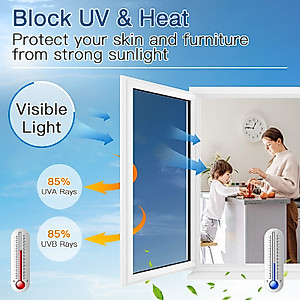 Haton Window Privacy Film One Way Window Tint for Home, Sun Blocking Anti UV Heat Control Reflective Mirror Vinyl, No Glue Static Cling Glass Door Window Covering, Silver, 17.5 x 78.7 Inches