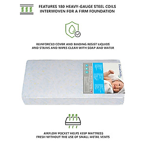 Dream On Me Stars Bright Crib & Toddler 180 Coil Mattress, Greenguard Gold Certified, Made in USA, Waterproof Cover