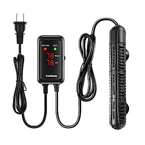 YukiHalu Aquarium Heater 50/100/200/300/500W with Protective Case, Fish Tank Heater, Temperature Adjustable, External Temperature Controller, LED Display, Used for 10/20/40/75/120 Gallons (200W)
