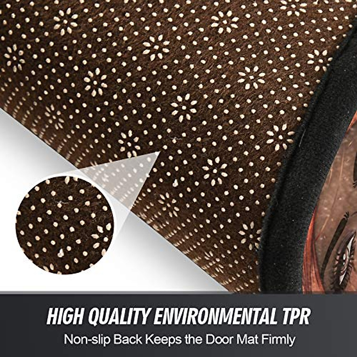 ALAZA African American Pretty Girl Aztec Tribal Shag Collection Non-Slip Area Rug Carpet Doormat for Kitchen Entryway Living Room Bedroom Sofa 1'7 x 3'3