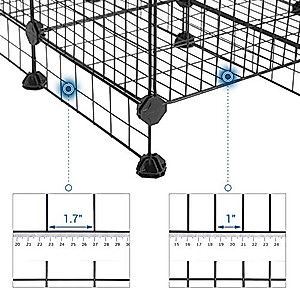 SONGMICS Pet Playpen Includes Zip Ties, Customizable Animal Fence with Storage, Door, Metal Wire Pen Fence for Small Animals, Bunnies, Rabbits, Puppy Guinea Pigs, for Indoor Use, Black ULPI03H