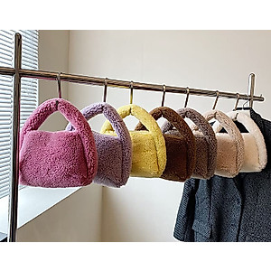 XPONNI Fuzzy Dumpling Bag, Cute Fluffy Bags Y2k, Cute Mini Handbags, Faux Fur Bag, Plush Underarm Bag (Light Brown)