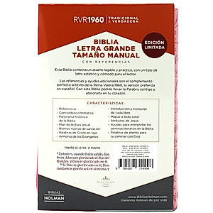 Santa Biblia Reina Valera 1960 Letra Grande tamano manual con Cierre Indice color Rosado Floral/ Spanish Holy Bible RVR 1960. Handy Size, Large Print, Zipper, Pink