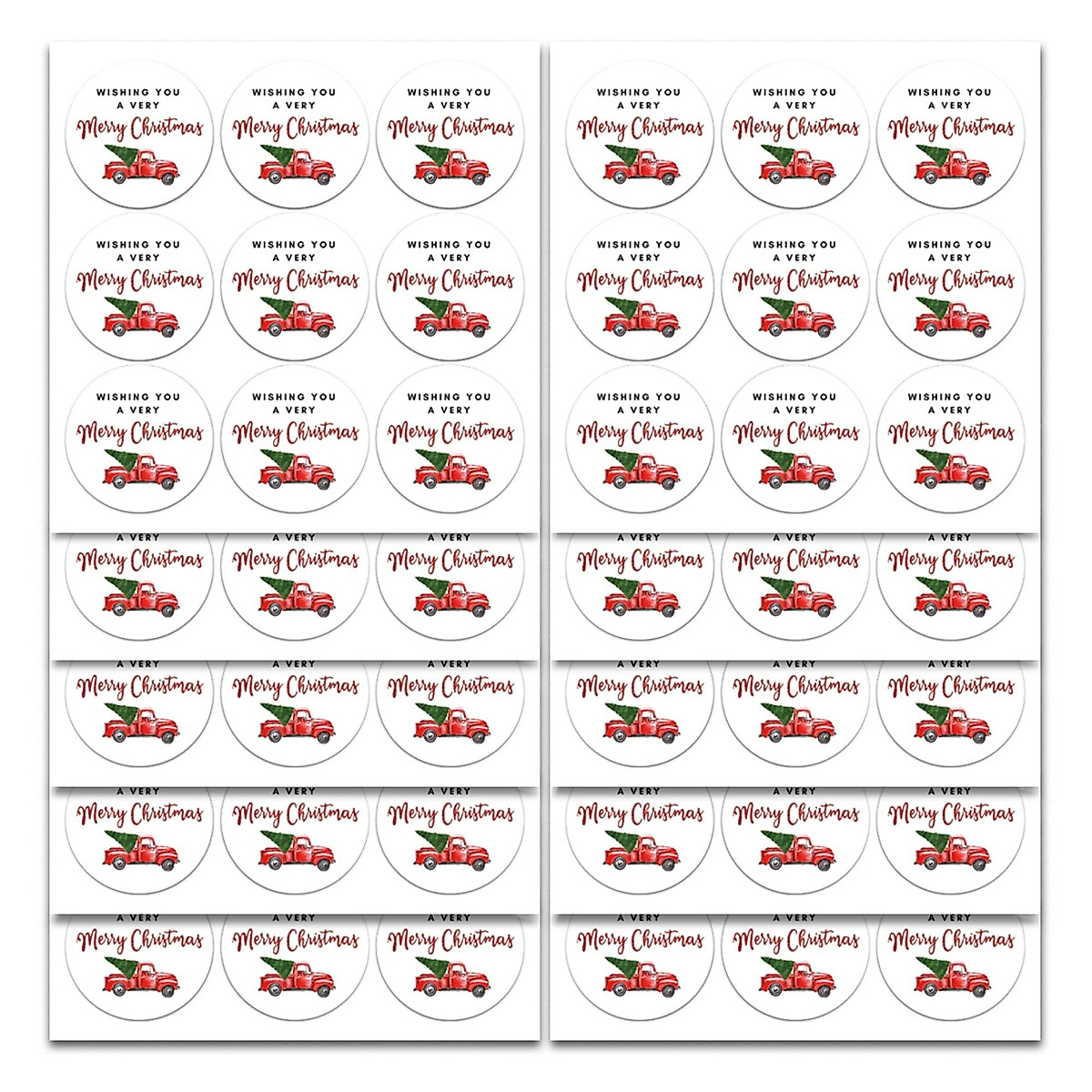 Mobiusea Creation Merry Christmas Stickers | Envelope Seals | 1.4 inch | Red Truck Labels | Waterproof | 90-Pack for Christmas Gifts, Holiday Stickers for Envelopes, Holiday Cards